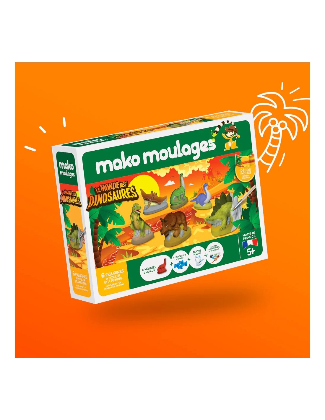 Mako Moulages - Dinosaurus 6 mallen voor sneldrogend gips set - pakket L